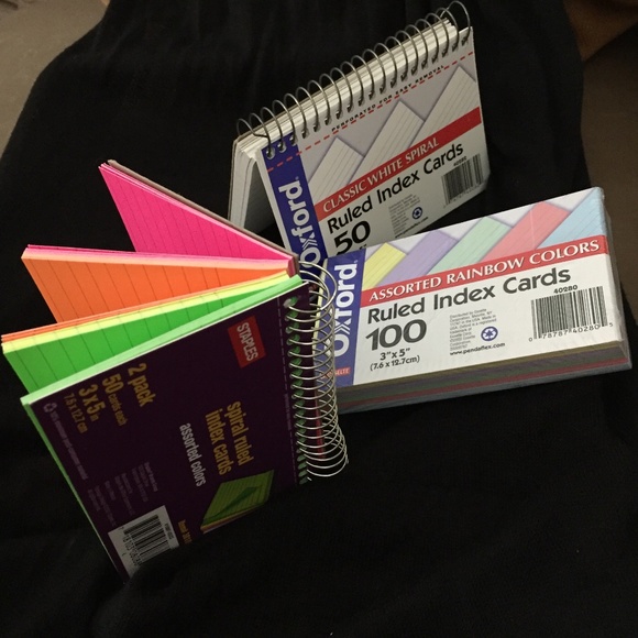 Office | Index Cards3x5 Colored Spiral Ruled Sets | Poshmark